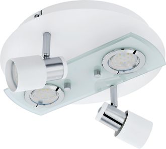 Eglo LED Deckenlampe Pawedo 1, Deckenleuchte, Stahl in weiss, chrom, Glas in weiss, klar GU10 Fassung