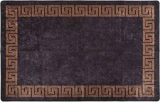 vidaXL Teppich Waschbar Schwarz und Golden 160x230 cm Rutschfest Vidaxl