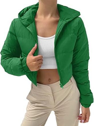 Generic Vestes dhiver pour femmes 2026 - Manteau chaud et &eacute;pais &agrave; manches longues - Couleur unie - Cardigan court avec capuche et fermeture &eacute;clair, GN1., S