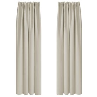 Deconovo Verdunkelungsvorhang Dicke Blickdichte Vorhang mit Kräuselband Gardinen Winter Balkontür, 180x140cm(HöhexBreite), Creme, 2er Set