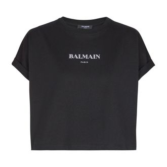 Balmain Femme, Tops, Noir, Taille: 36 FR T-shirt court avec imprim&eacute;