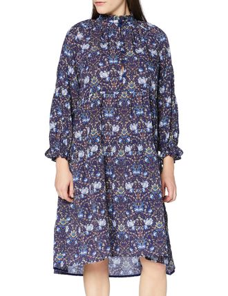 Noa Noa Damen Otn Sheer Tencel Dress Long Sleeve,Knee Length L&auml;ssiges Kleid, Blau, 34