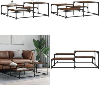 vidaXL Vidaxl - Table basse ch&ecirc;ne marron 107x107x40 cm bois ding&eacute;nierie - Table Basse - Meuble Salon - Table Dappoint - Table Ronde - Design Industriel