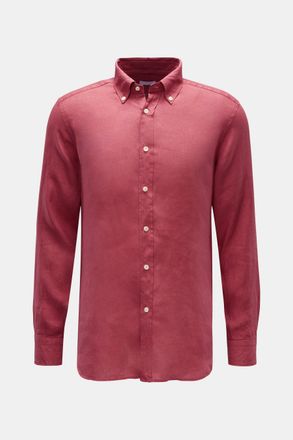 Braun Hamburg Herren - Leinenhemd Button-Down-Kragen rot