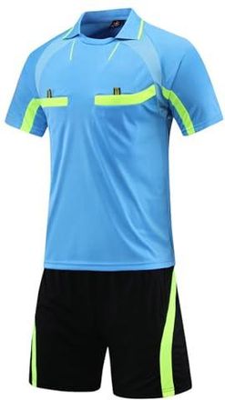 dPois Ensemble Foot Homme Maillot Arbitre Football Adulte Manches Courtes avec Short Sport Survêtement Maillot de Foot France L-3XL Attention Taille Petit T