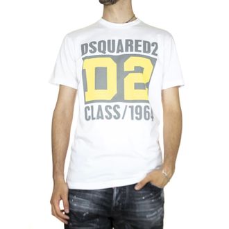 Dsquared2 Homme, Tops, Blanc, Taille: XS T-shirt Blanc Imprim&eacute; Varsity