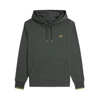 Fred Perry Gr&uuml;ner Hoodie mit Doppelstreifen-Detail - - Sweatshirts & Hoodies - Herren - Gr&uuml;n - S