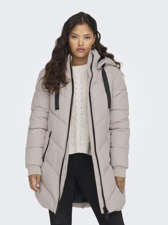 Jacqueline de Yong Steppmantel JDY JDYSKYLAR LIFE HOOD JACKET OTW NOOS, Damen, Gr. XS, grau (chateau gray detail:schwarz), Web, Obermaterial: 100% Polyester, unifarben, 