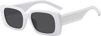 Generic Lunettes de soleil rectangulaires rétro populaires pour femme - Monture carrée vintage - Lunettes de soleil noires tendance steampunk - Blanc gris - T