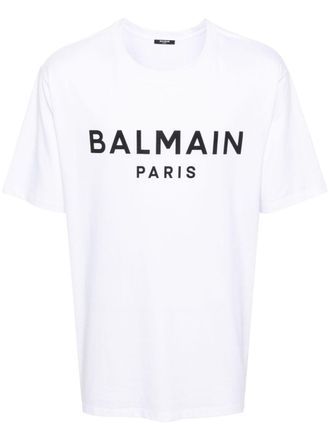 Balmain t-shirt en coton à logo imprimé - Blanc