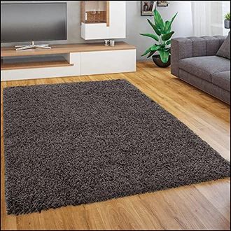 Paco Home Tapis Salon Chambre Adulte Poil Long Shaggy Pelucheux Uni Moderne Moelleux, Dimension:190x280 cm, Couleur:Anthracite