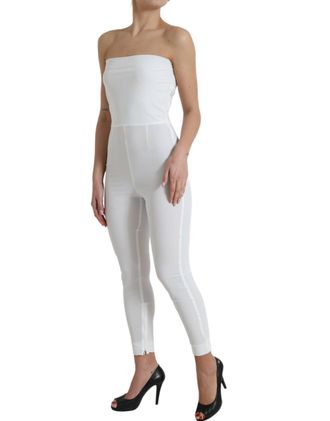 Dolce & Gabbana Womens White Nylon Strapless Bodycon Jumpsuit Dress Elastane