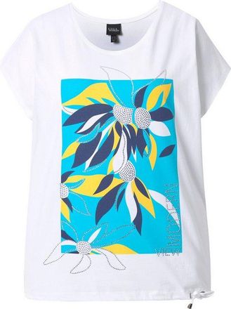 Ulla Popken T-Shirt T-Shirt Bl&auml;tter Oversized Rundhals Halbarm