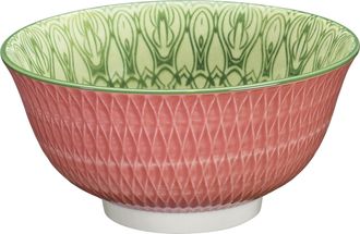 cilio Bowl AMICI Rauten Rosa | Porzellan Schüssel | Gebrannt bei 1300 °C | Ramen Schüssel | Spülmaschinen- / mikrowellengeeignet | Glasierter Boden | Müslis