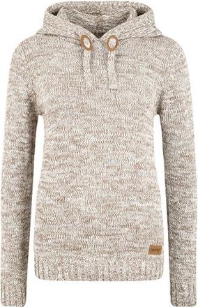 Oxmo Philla Femme Pull en Maille Pull &agrave; Capuche Pull en Maille &eacute;paisse avec Capuche 100% Coton Regular Fit, Taille:XL, Couleur:Dune (795409)