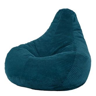 Icon Brand Dalton Pouf Velours Côtelé, Pouf Poire avec Remplissage, Fauteuil Salon Confortable, Fauteuil Chambre, Meuble Salon, Decoration Chambre, Bleu Canard