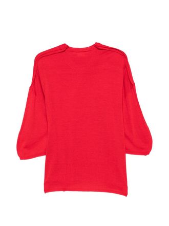 Comme Comme Fine Knit Wool Blend Sweater - Red