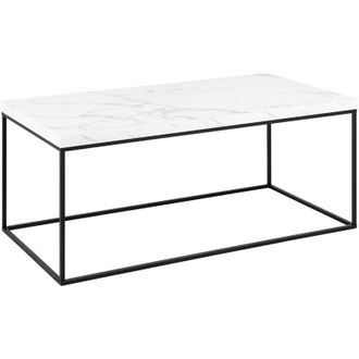 Furniture To Go Furniture To Go - Table basse rectangulaire 110x55x45 cm d&eacute;cor marbre blanc - aya