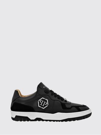Philipp Plein Niedrige Leder- und Wildleder-Sneaker mit Hexagon-Logo
