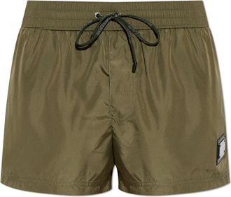 Dolce & Gabbana Homme, Maillots de bain, Vert, Taille: M Short de bain &agrave; plaque logo