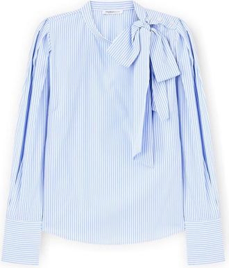 Motivi Femme, Blouses et Chemises, Bleu, Taille: 36 FR Blouse en popeline de coton avec