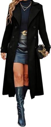 Onsoyours Femme Manteaux Trench Coat &Eacute;l&eacute;gant Manches Longues Revers Blouson en Laine Chaud Jacke Parka Outwear avec Boutons Coupe-Vent Cardigan Long Hiver Veste