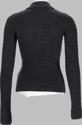 Ganni Argyle Wool Blend Sweater - Gray