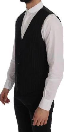 Dolce & Gabbana Mens Black Staff Cotton Striped Vest Clothing