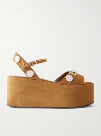 Valentino Garavani Sandales Plates-formes En Daim &Agrave; Ornements Nellc&ocirc;te - Marron