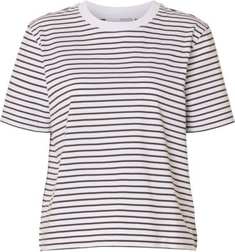 Selected Slfessential Ss Striped Boxy Tee Noos