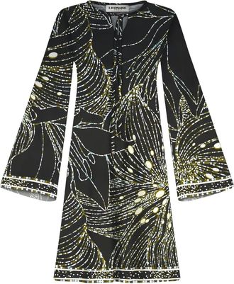 Leonard robe courte Gavotsk à fleurs - Noir