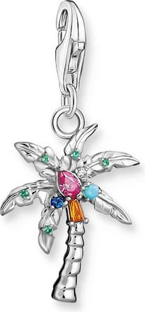 Thomas Sabo Thomas Sabo Charm-Anh&auml;nger bunte Palme aus hochwertigem, leicht geschw&auml;rztem 925er Sterlingsilber mit stilisierter Palme, Ma&szlig;e: 29 x 14 mm, 1932-342-7