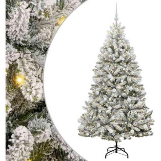 vidaXL K&uuml;nstlicher Weihnachtsbaum Gr&uuml;n und Wei&szlig; 180 cm PVC und Metall vidaXL