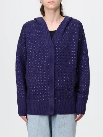 Pinko Cardigan &agrave; capuche en laine m&eacute;lang&eacute;e avec broderies et cristaux appliqu&eacute;s