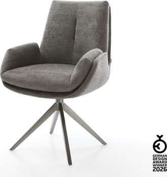 DELIFE Drehstuhl Clea-Flex Boucl&eacute; Soft Schlamm Kreuzgestell breit Graphit 360&deg; drehbar Wippfunktion, Esszimmerst&uuml;hle