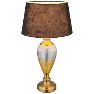 Globo Lighting Tischleuchte Glas Nachttischlampe modern Beistellleuchte Leselampe Textil schwarz, Metall, 1x E27 Fassung, DxH 38x66 cm