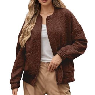 Generic Veste Femme Chic Et Elegant Veste d&eacute;contract&eacute;e femme manches longues cardigan boutonn&eacute; manteau textur&eacute; l&eacute;ger confortable &eacute;l&eacute;gant mode ext&eacute;rieur (Brown