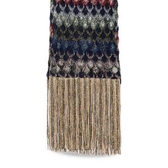 Missoni Metallic Zigzag Knit Scarf - Blue