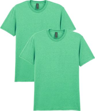 Gildan Unisex-Erwachsene Softstyle T-Shirt aus Baumwolle, Stil G64000, Multipack Hemd, Heather Irish Green (2er-Pack), L