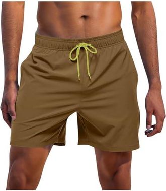 Generic Short de bain pour homme &agrave; s&eacute;chage rapide - L&eacute;ger - Short de bain pour la plage et les vacances, kaki, XXL