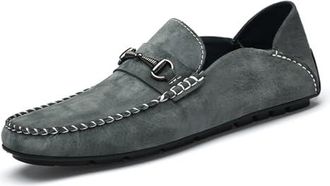 Generic Mocassins de conduite pour homme en cuir v&eacute;ritable - Chaussures d&eacute;contract&eacute;es antid&eacute;rapantes et l&eacute;g&egrave;res, gris, 38 2/3 EU