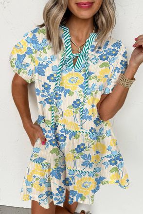 Azura Exchange Floral Tieneck Mini-Kleid
