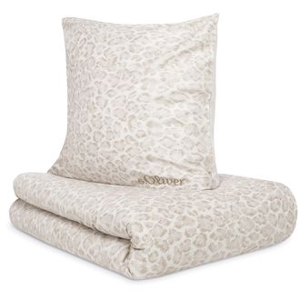 s.Oliver Leo Bettwäsche 155x220 cm - 100% Baumwolle, Reißverschluss, anschmiegsam, weich & waschbar, Mako Satinbettwäsche beige modern Leoparden Muster