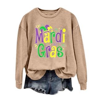 Generic Mon panier avec lettres imprim&eacute;es et col rond Sweat-shirt de No&euml;l pour femme, kaki, XXL