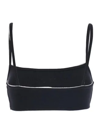 Marine Serre Womens Bra Top V-Neck Black Cotton Tops