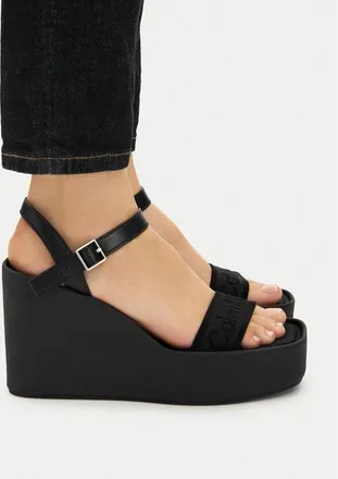 Calvin Klein Sandalen Wedge 70 Sndl Webbing Lth HW0HW02882 Schwarz