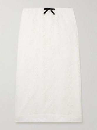 Shushu/Tong Jupe Midi En Dentelle À Noeud En Satin - Blanc