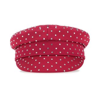 Ruslan Baginskiy Femme, Accessoires, Rouge, Taille: XS Tyrian Purple Satin Baker Boy Hat