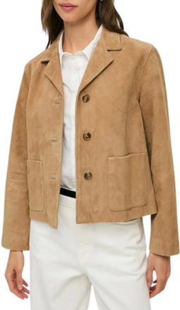 Yerse Yerse, Femme, Vestes, Brun, Taille: 36 FR Veste en daim &agrave; revers crant&eacute;s