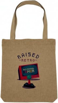 Fabulous Sac Shopping Tote Bag Aspect Lin - Raised Retro Gaming Jeux Video Vintage Game Classiques Arcade - Sac de Courses Toile Epaisse 360g Beige Naturel Cab
